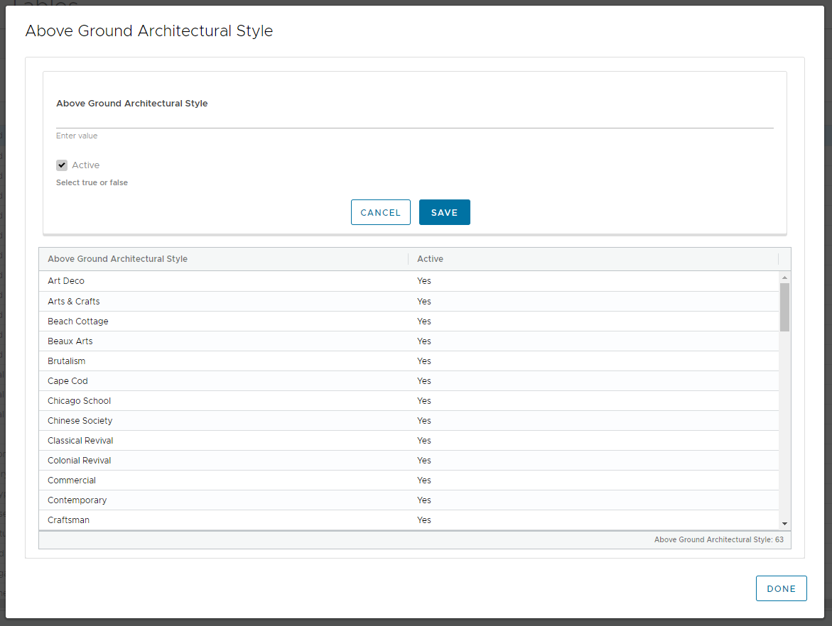 Manage Look Up Tables